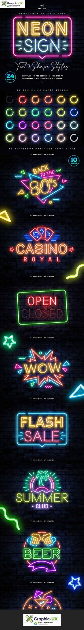 Neon Sign Photoshop Styles – GraphicUX