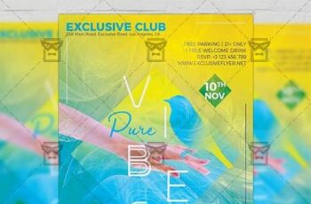 Pure Vibes Flyer Club A5 Template – GraphicUX